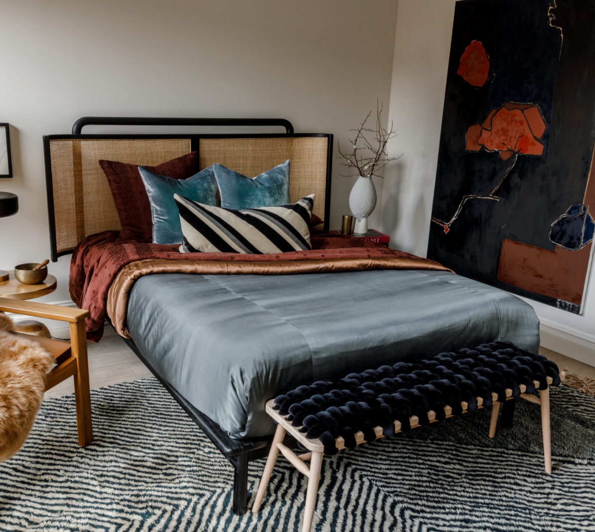 Cane Bed Frame Black - Queen or King – Dyphor New York